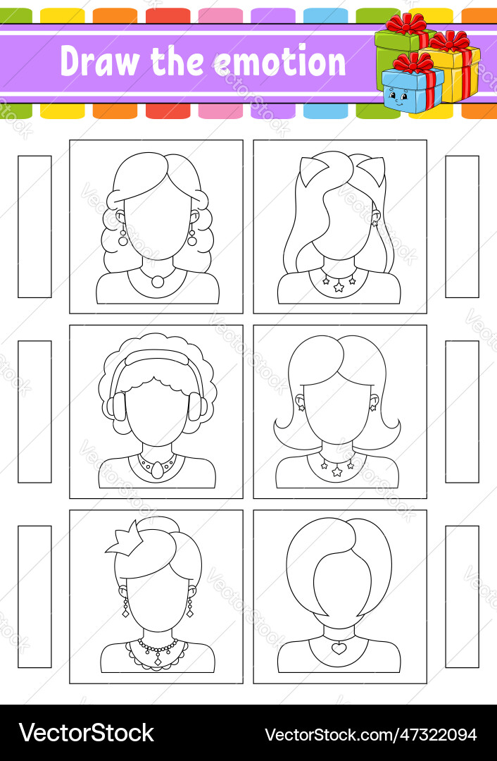 Draw the emotion worksheet complete face Vector Image