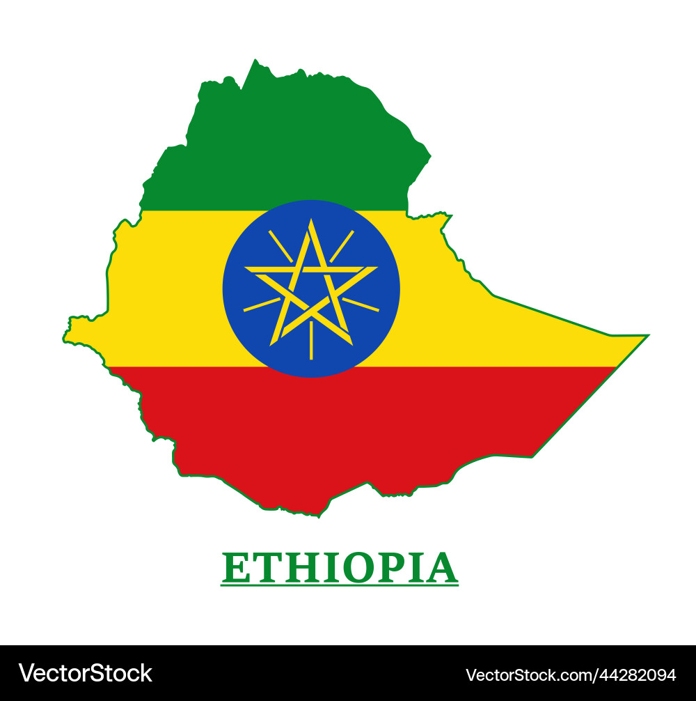 Ethiopia national flag map design Royalty Free Vector Image