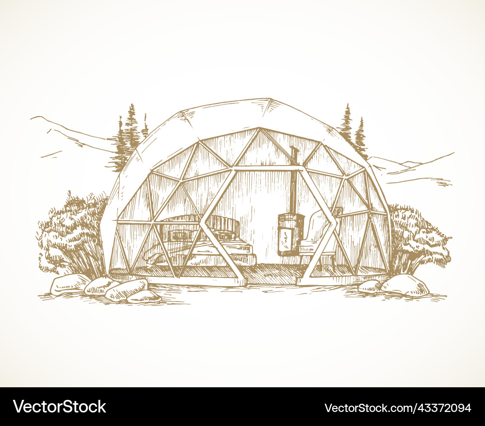 Hand drawn glamping landscape Royalty Free Vector Image