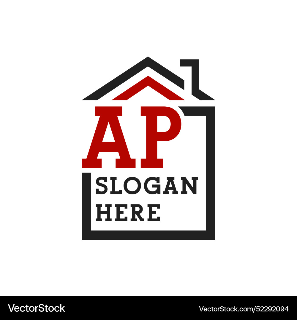Initial ap house logo for roofing letter real Vector Image