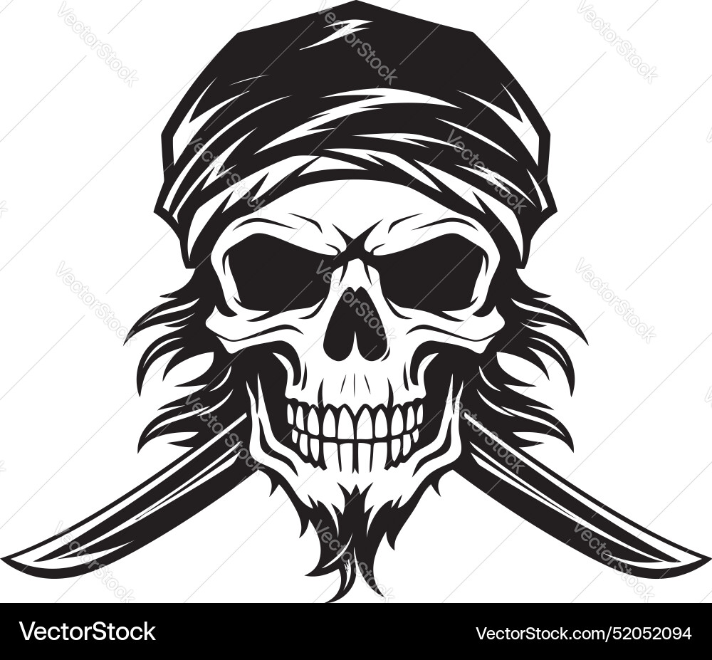 Jolly roger emblem skull with dagger logo Vector Image