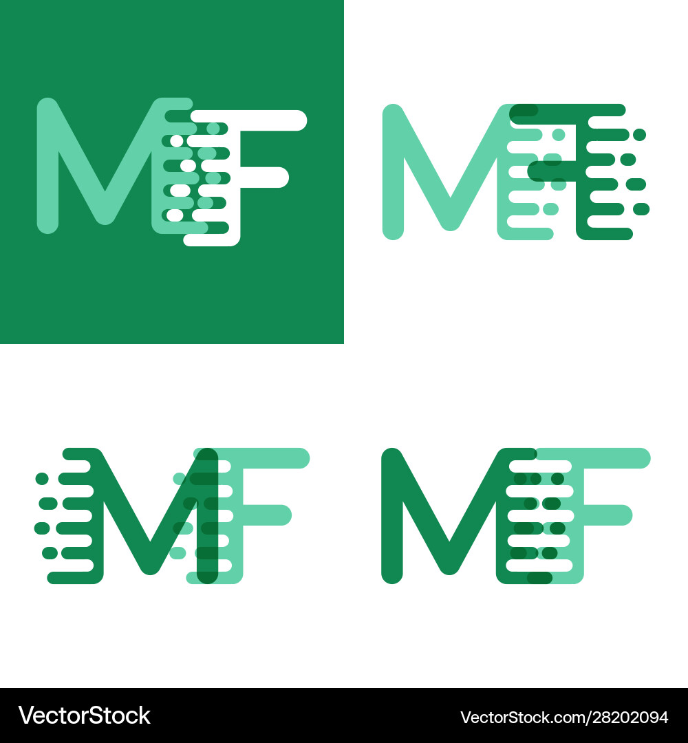 Mf letters logo with accent speed in light green Vector Image