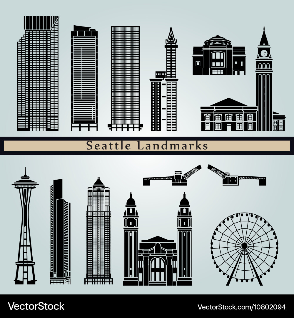 Seattle Isolated Cityscape Vector Images (over 110)