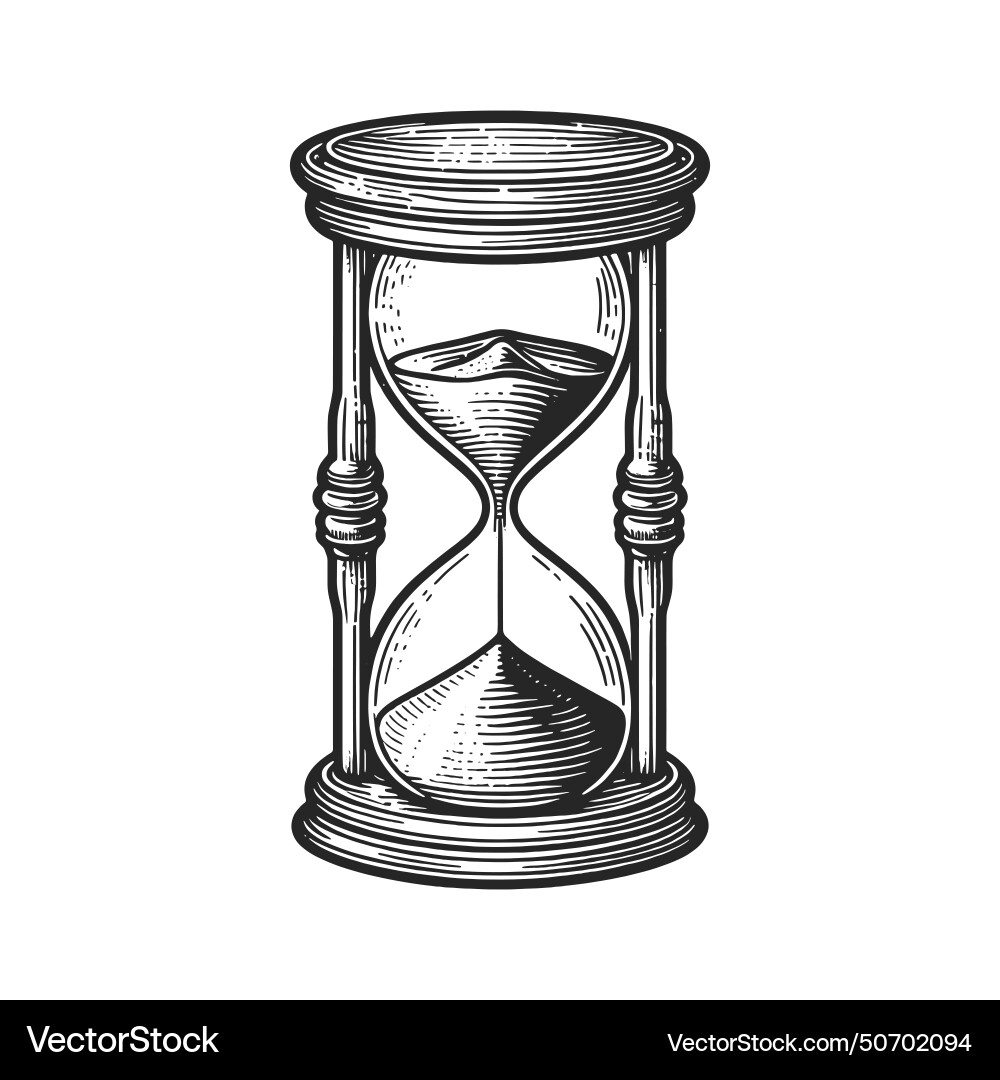 Vintage hourglass engraving Royalty Free Vector Image