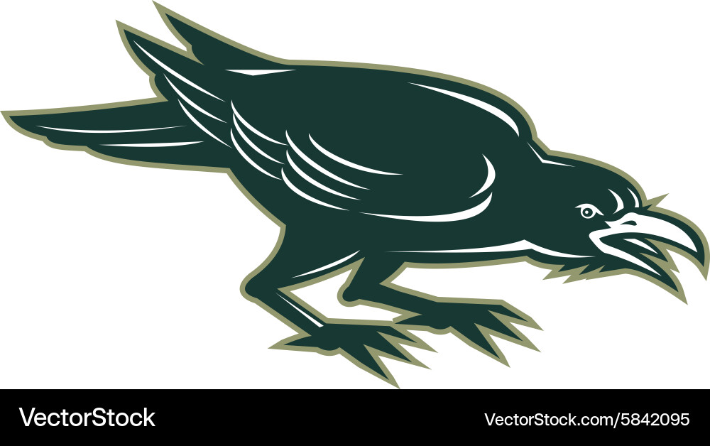 Angry crow side isolated retro Royalty Free Vector Image