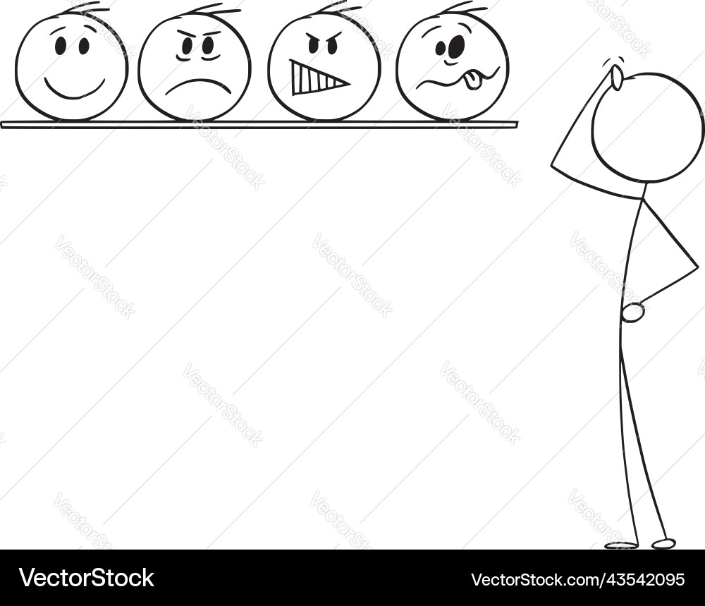 Decide about emotion choose your face cartoon Vector Image
