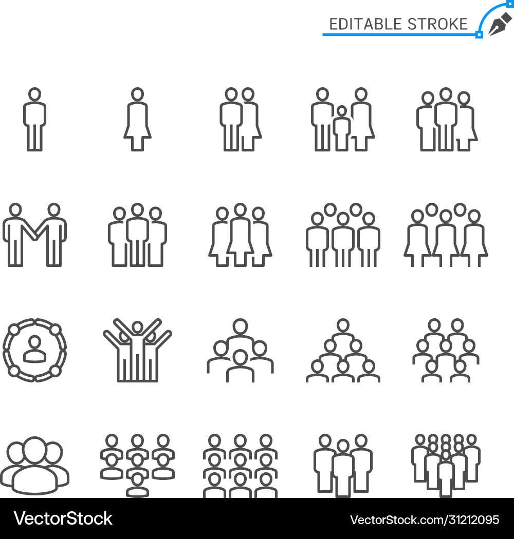 Diverse People Line Icons Royalty Free Vector Image