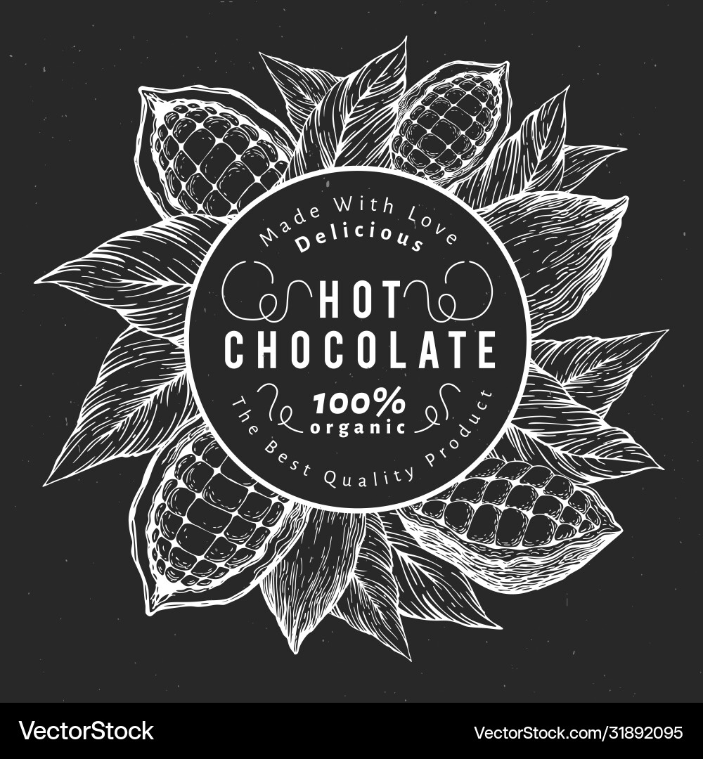 Hand drawn cocoa design template cacao plants Vector Image