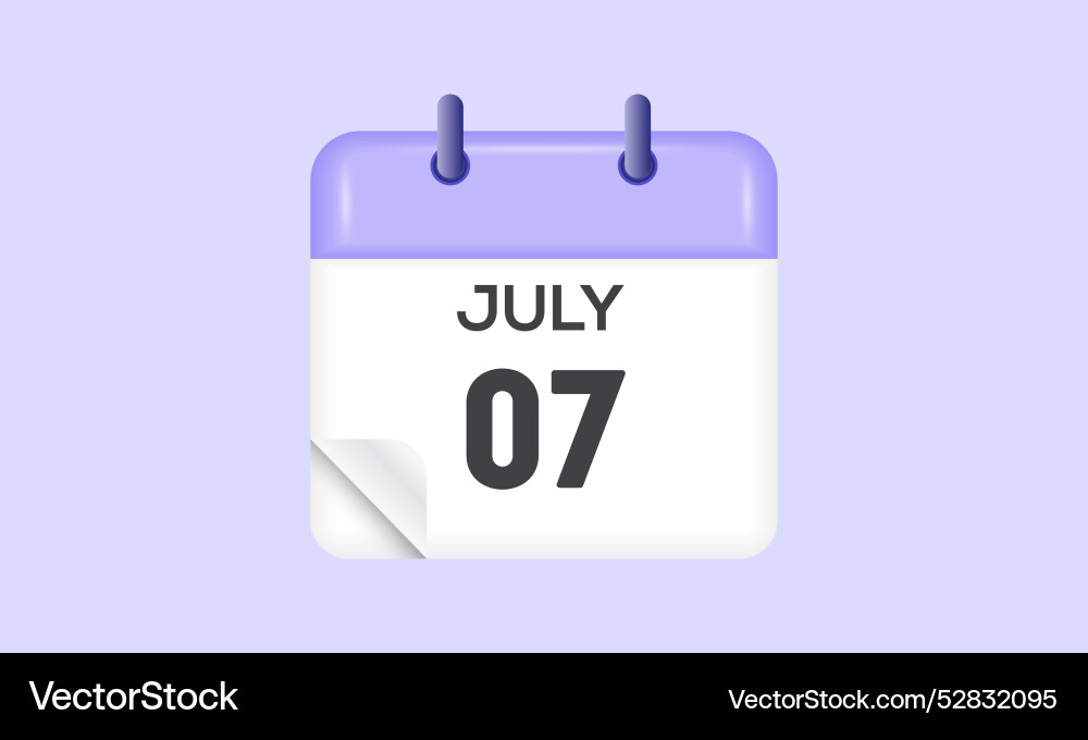 July 7 - calendar and time planner daily Vector Image