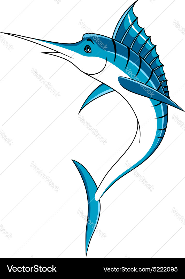 Jumping cartoon blue marlin fish Royalty Free Vector Image