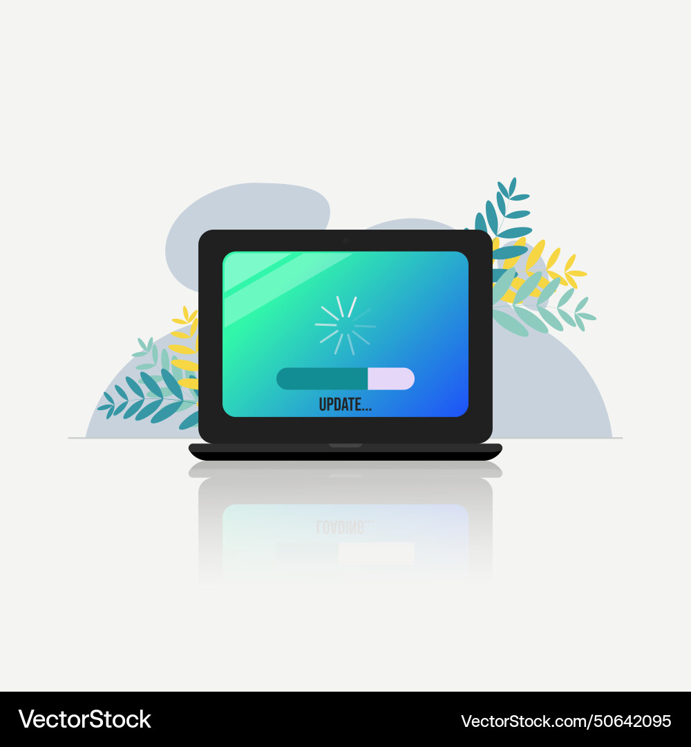 Laptop update system on screen software Royalty Free Vector