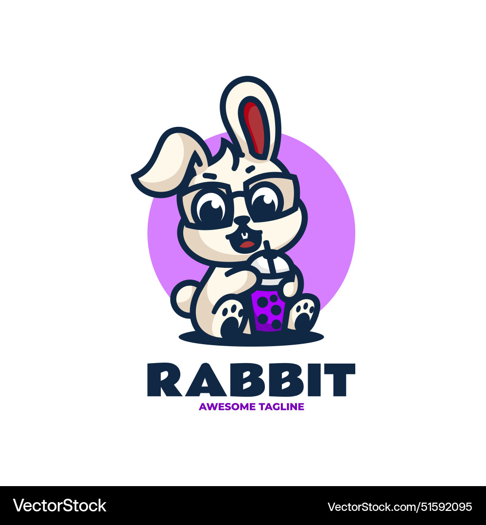 Logo rabbit mascot cartoon style Royalty Free Vector Image
