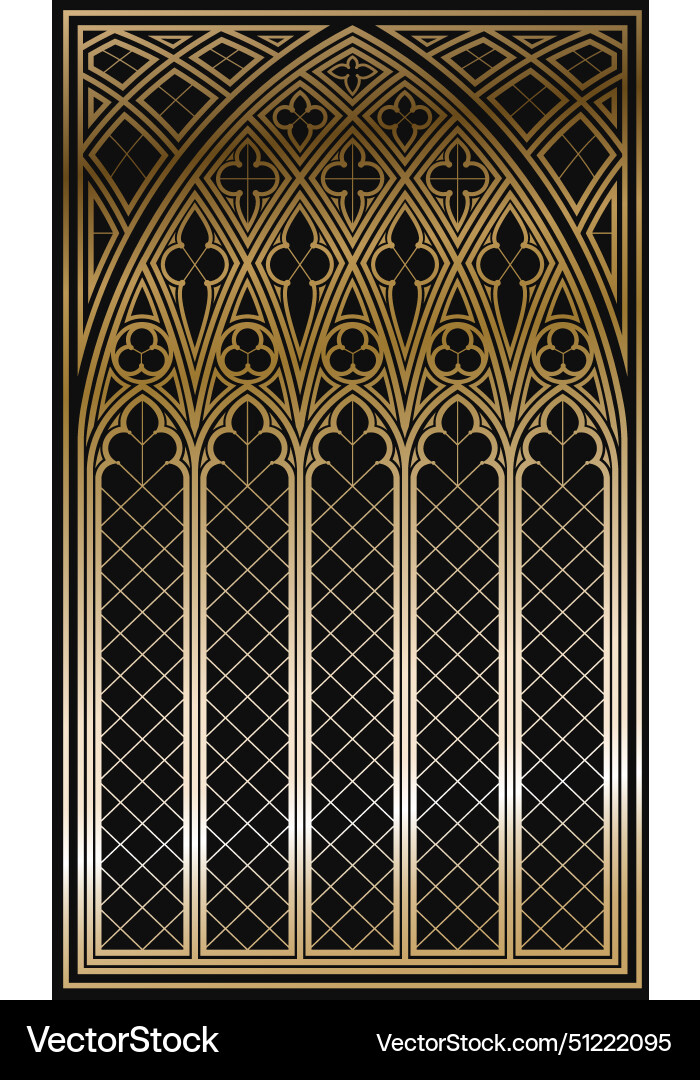 Medieval gothic stained glass cathedral window Vector Image