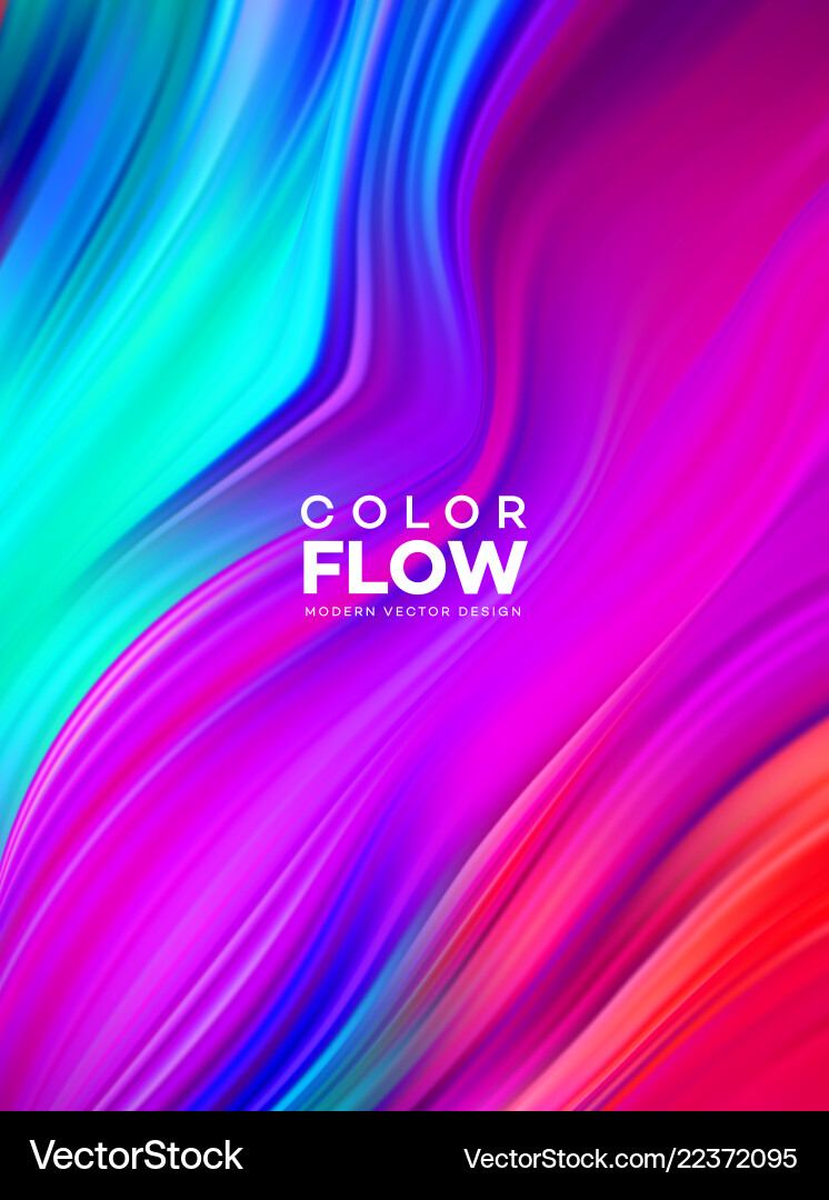 Moderne bunte Flow Poster Welle flüssige Form Vektorbild