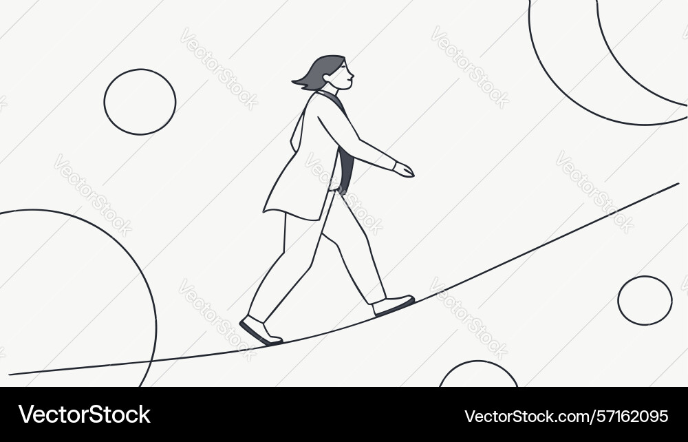 Person walking on curved path outline design Vector Image