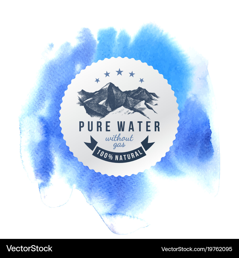 Pure water label template Royalty Free Vector Image