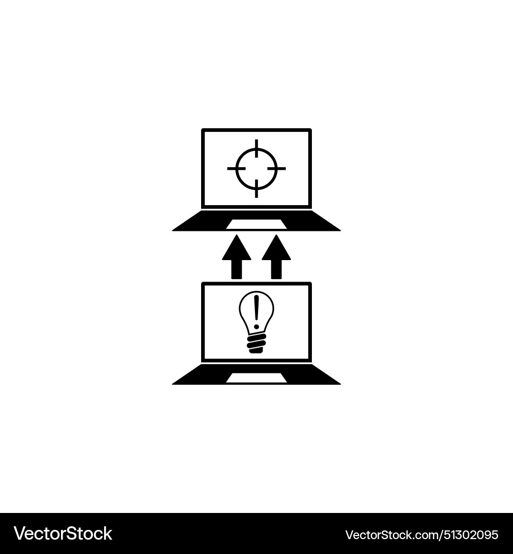 Way from idea to goal work for laptop flat icon Vector Image