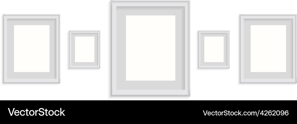Blank picture frame template set isolated on wall Vector Image