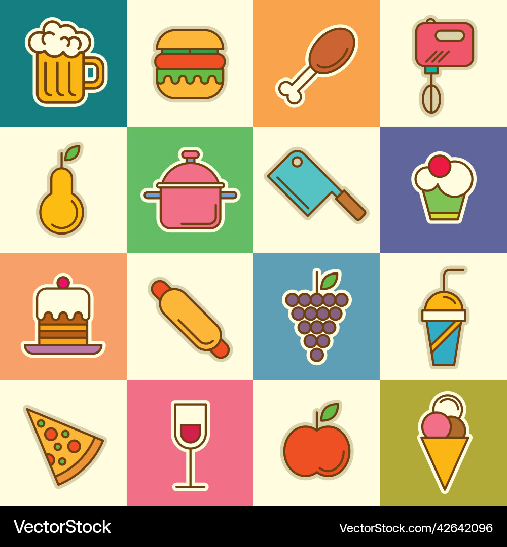 Cartoon hand-painted cute food elements Royalty Free Vector