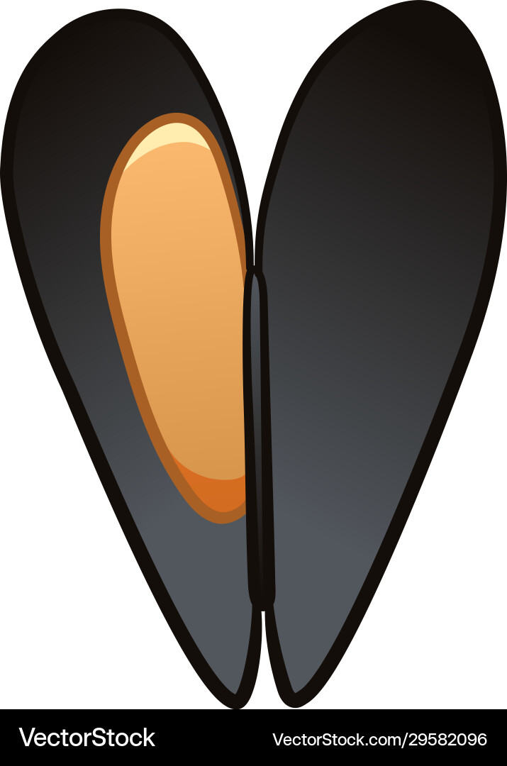 Cartoon style isolated opened mussel Royalty Free Vector