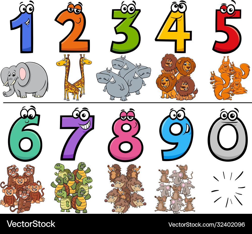 Cute Animal Number Set – Royalty-Free Vector | VectorStock