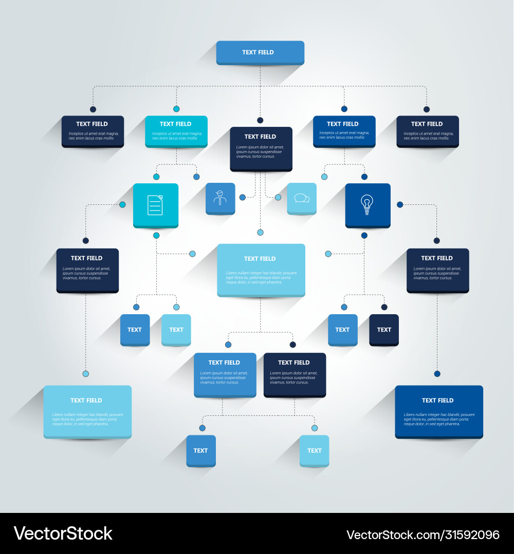 Flowchart Diagram with Colored Shadows Royalty Free Vector
