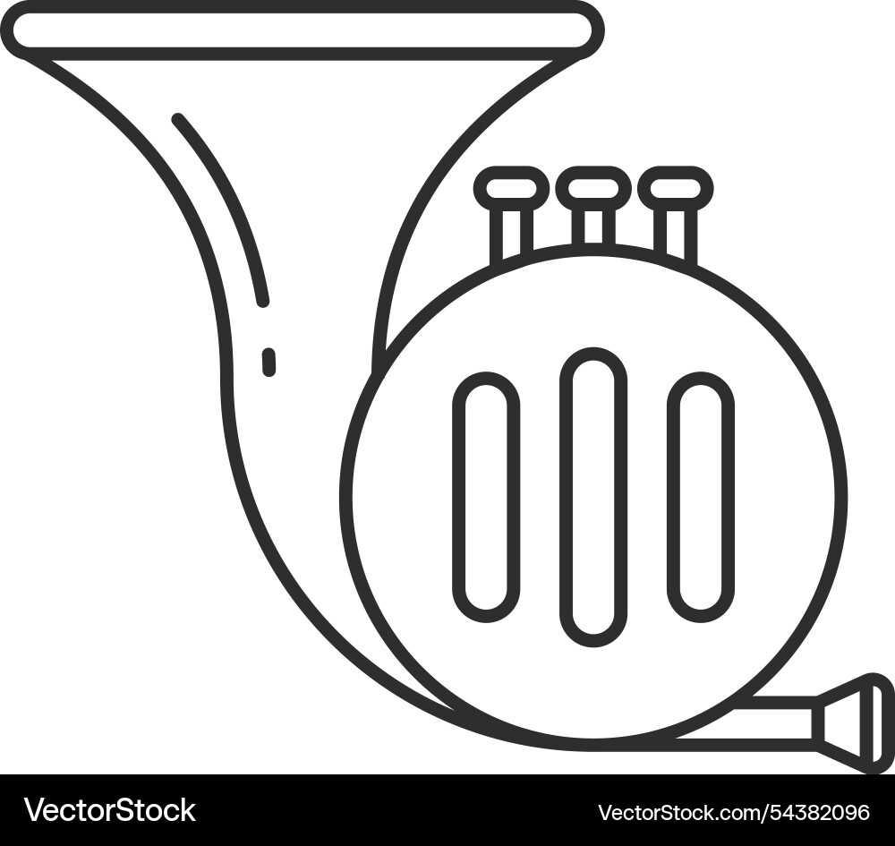 French horn line icon classic brass instrument Vector Image