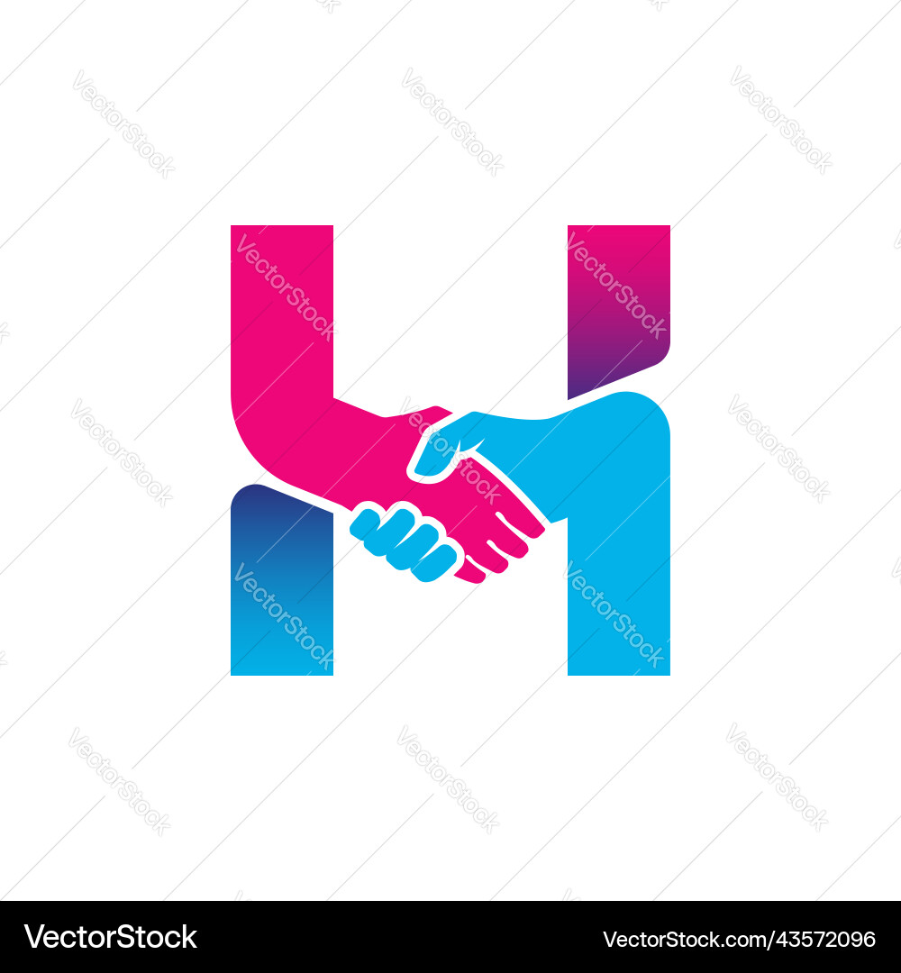Handshake logo isolated on letter h alphabet Vector Image