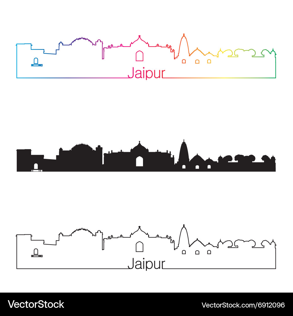 Jaipur skyline linear style with rainbow Vector Image