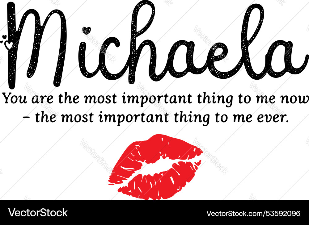 Michaela name with lip Royalty Free Vector Image