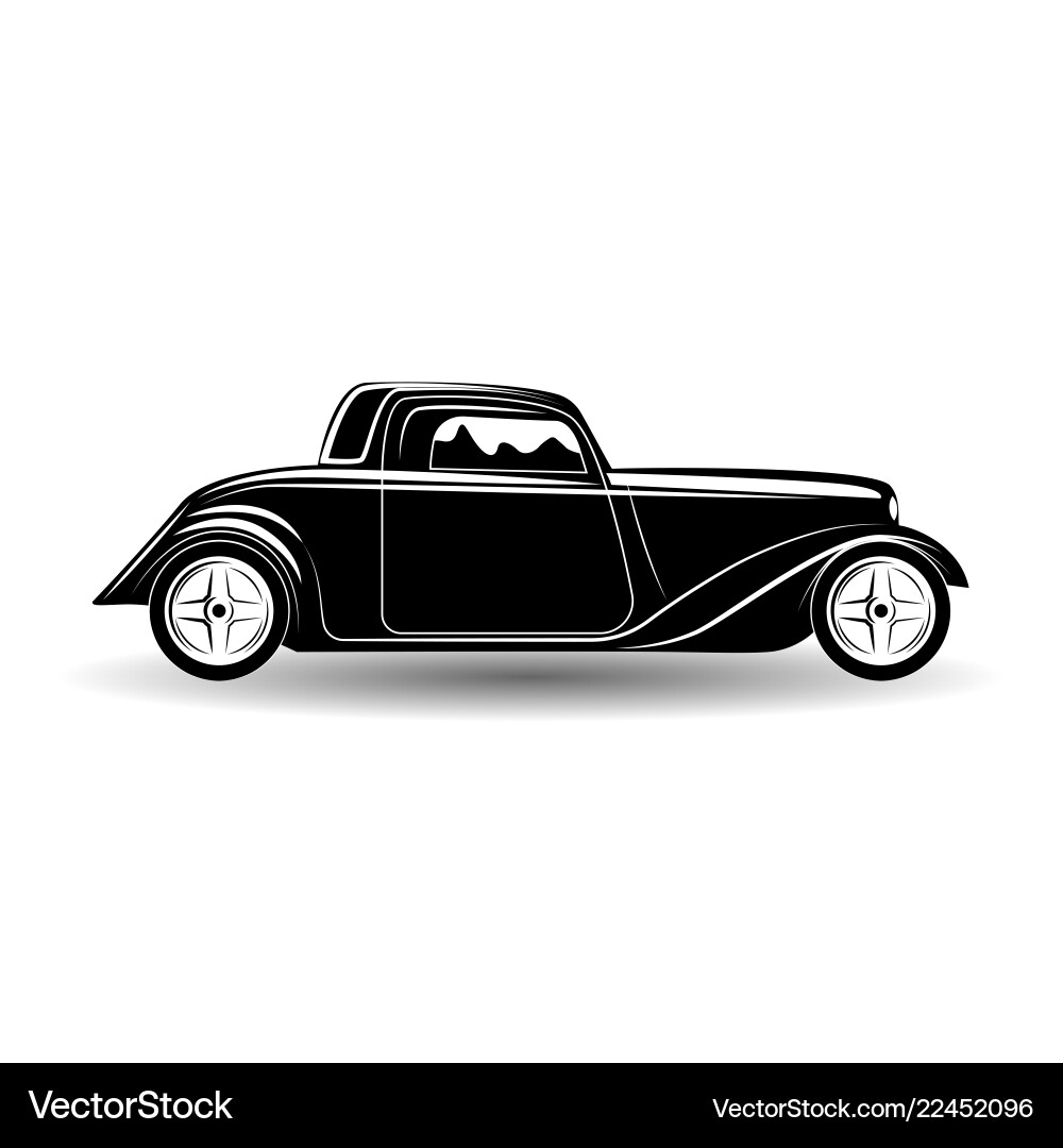 Monochrome hot rod icon Royalty Free Vector Image