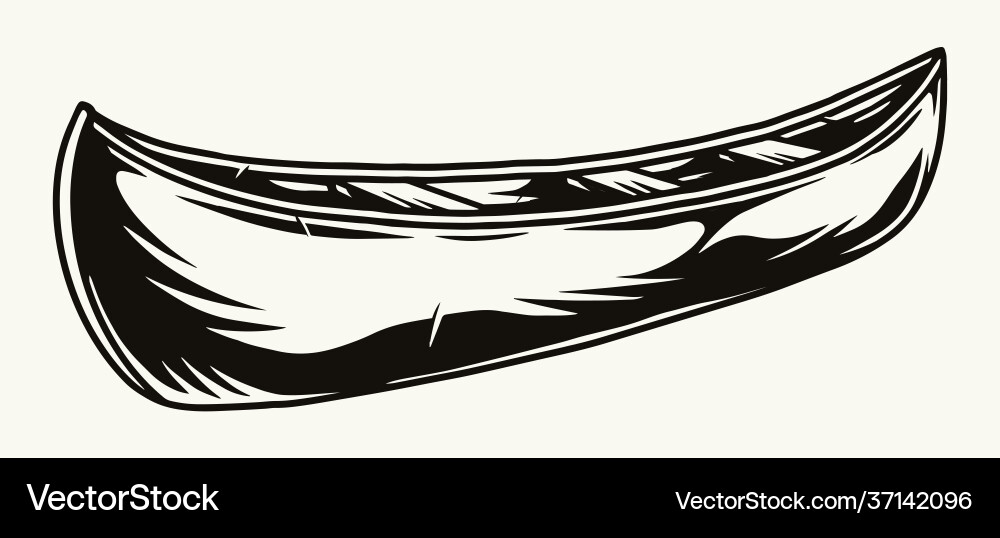 Monochrome Wooden Canoe Royalty Free Vector Image