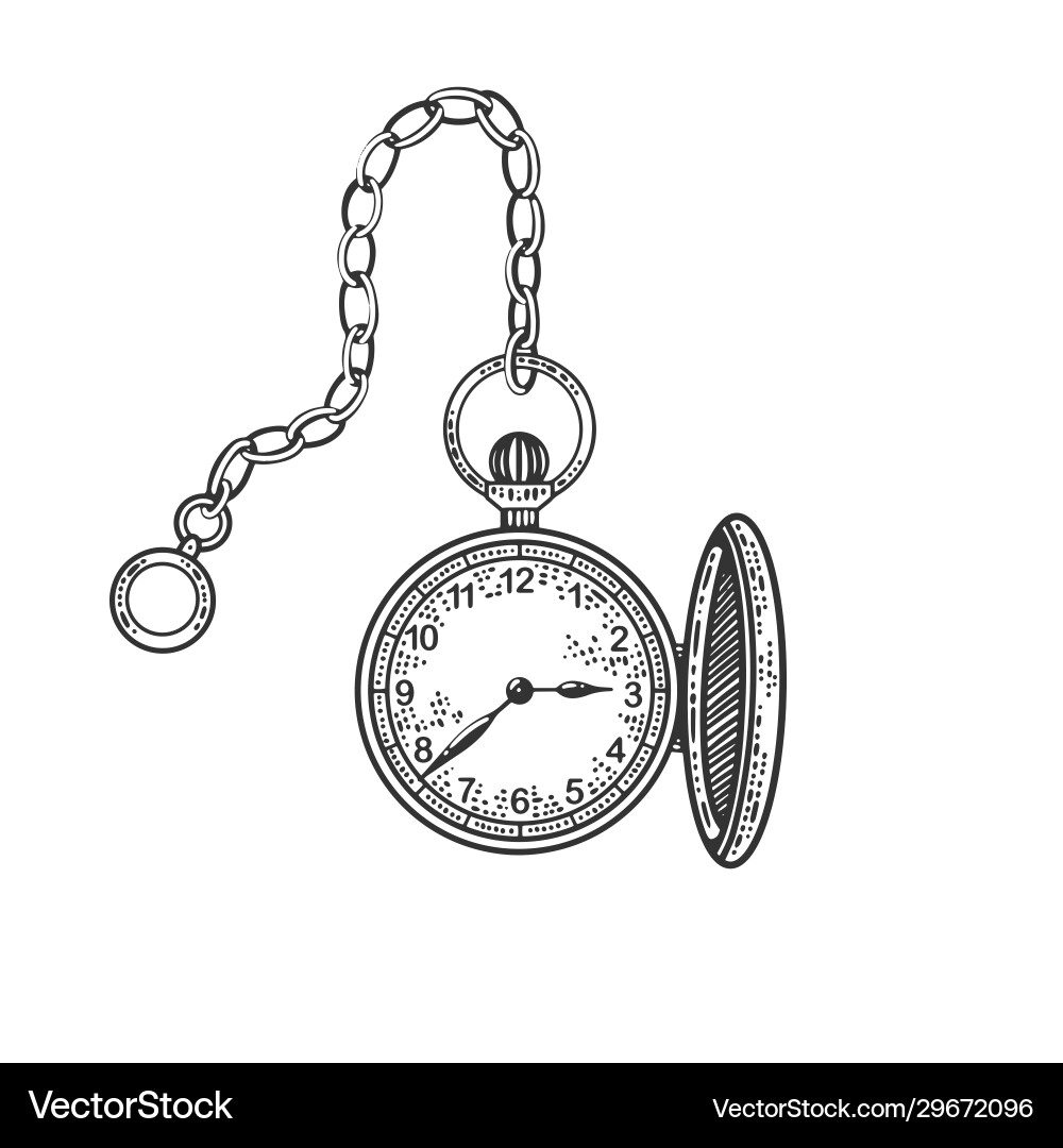 Old fashioned clock engraving Royalty Free Vector Image