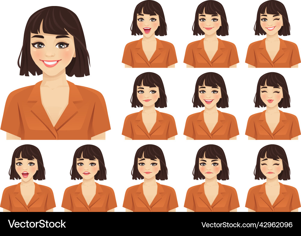 Woman expressions set Royalty Free Vector Image