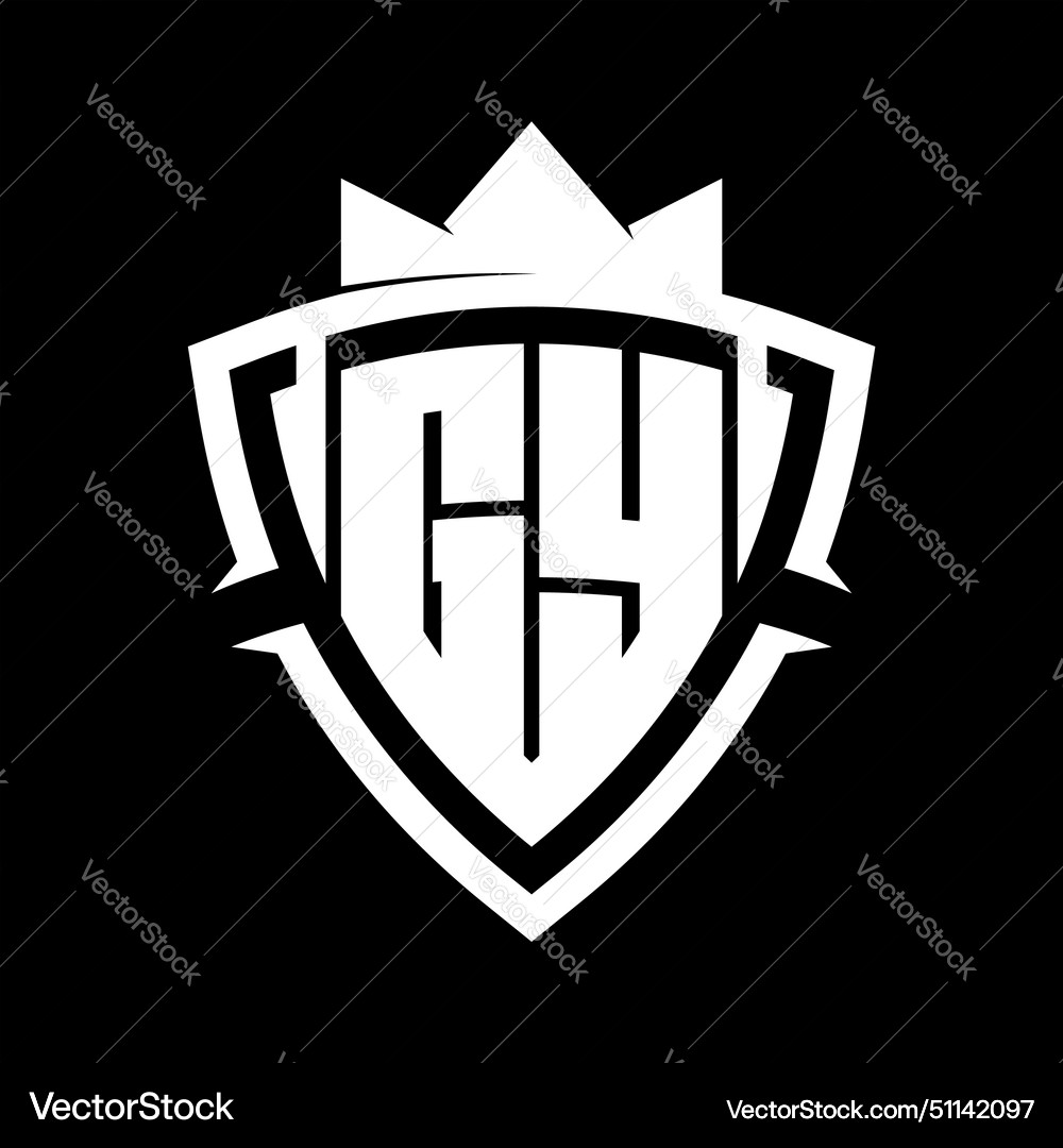 Gy letter monogram with triangle curve shield Vector Image