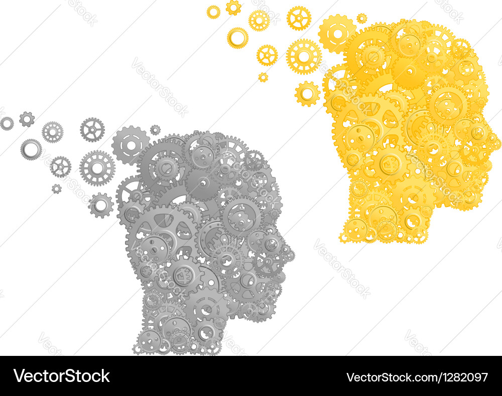 Human Brain with Gears Royalty Free Vector Image