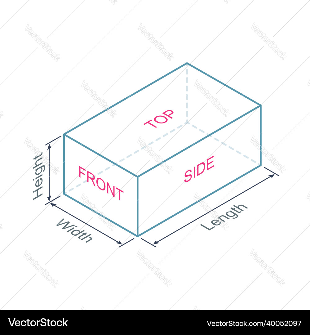 Isometric Cuboid Dimensions Royalty Free Vector Image