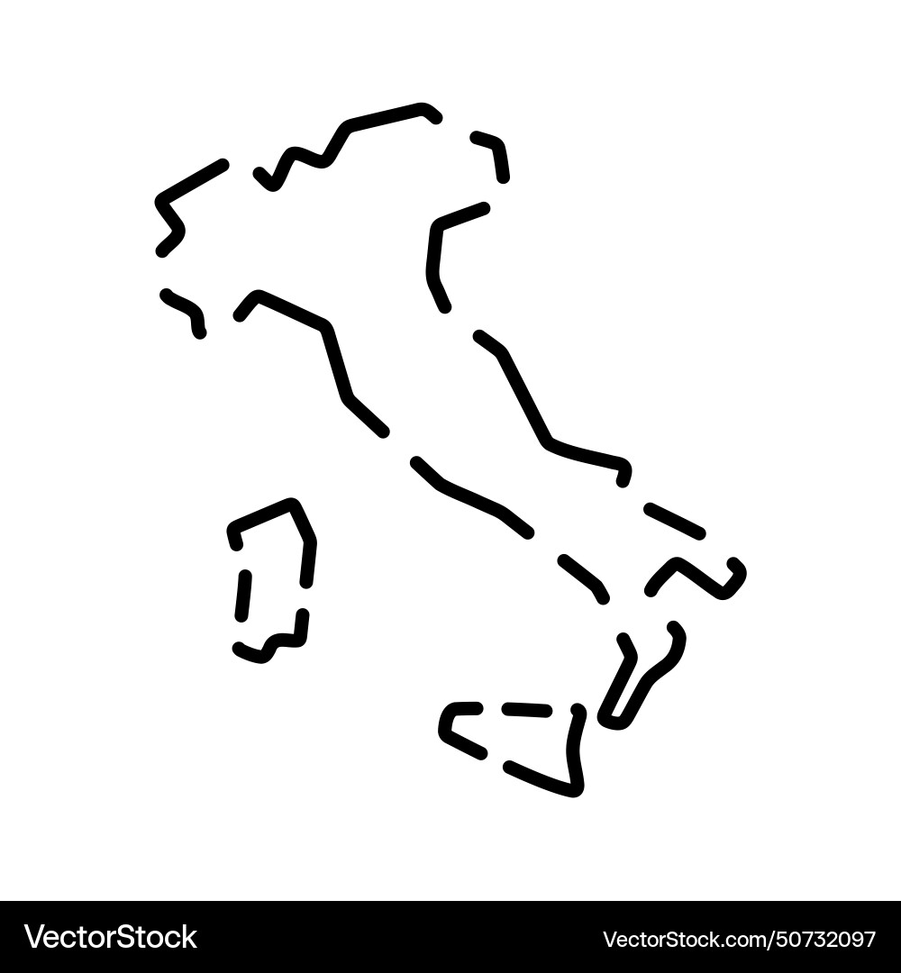 Italy simplified broken outline map Royalty Free Vector