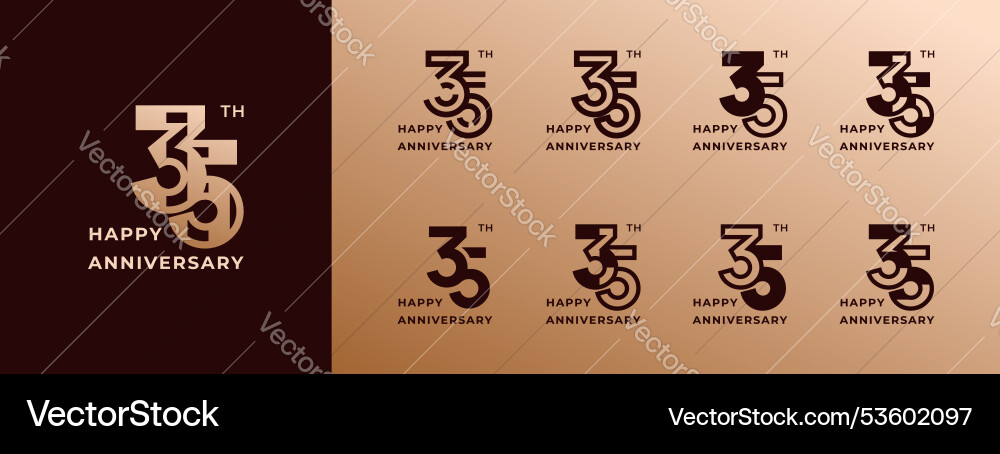 Logo 35th years happy anniversary gold creative Vector Image