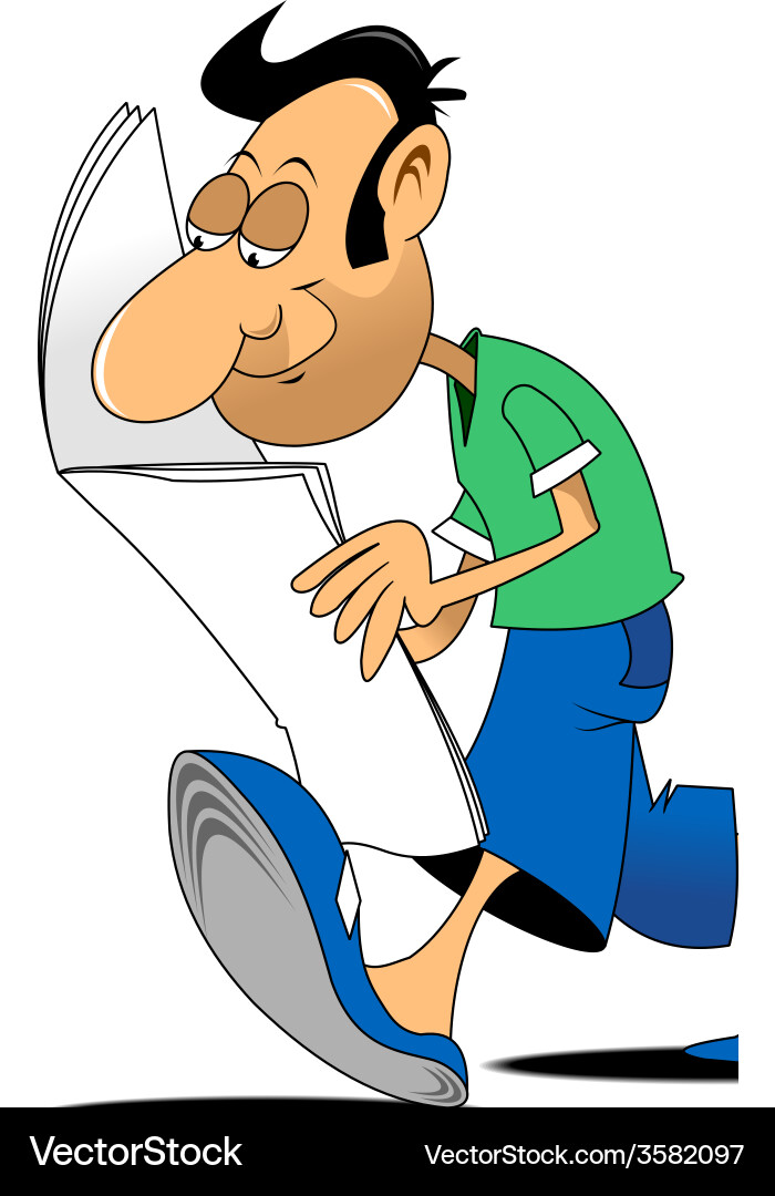 Man reading paper cartoon Royalty Free Vector Image