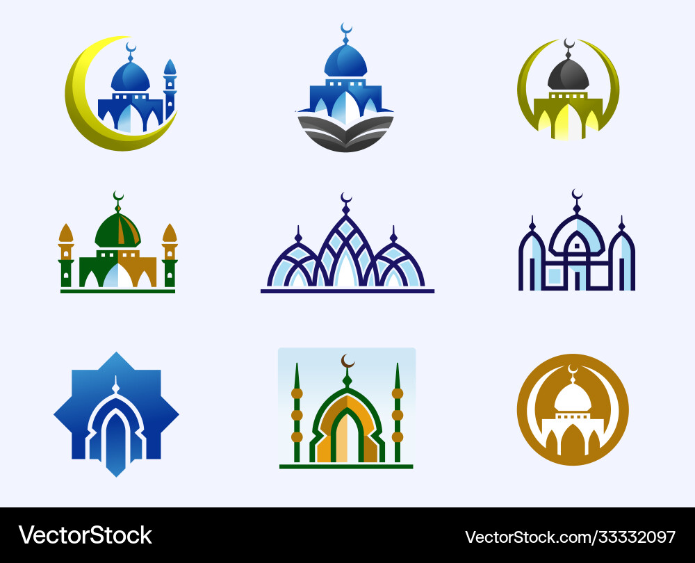 Mosque color set Royalty Free Vector Image - VectorStock