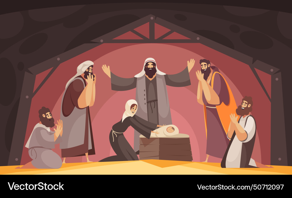 Nativity of christ composition Royalty Free Vector Image