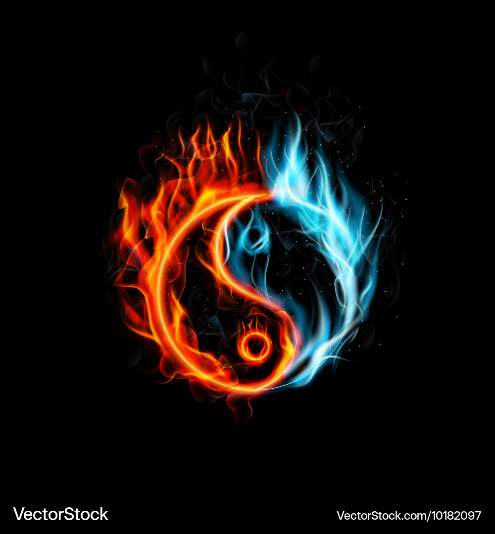 Yin Yang Fire Symbol Royalty Free Vector Image