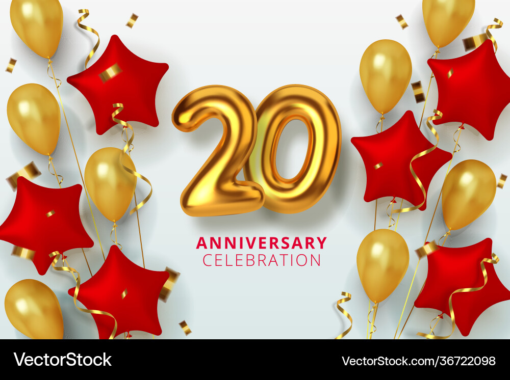 20 anniversary celebration number in form star Vector Image