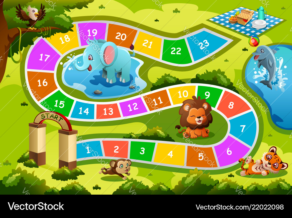 Board game in animal theme Royalty Free Vector Image