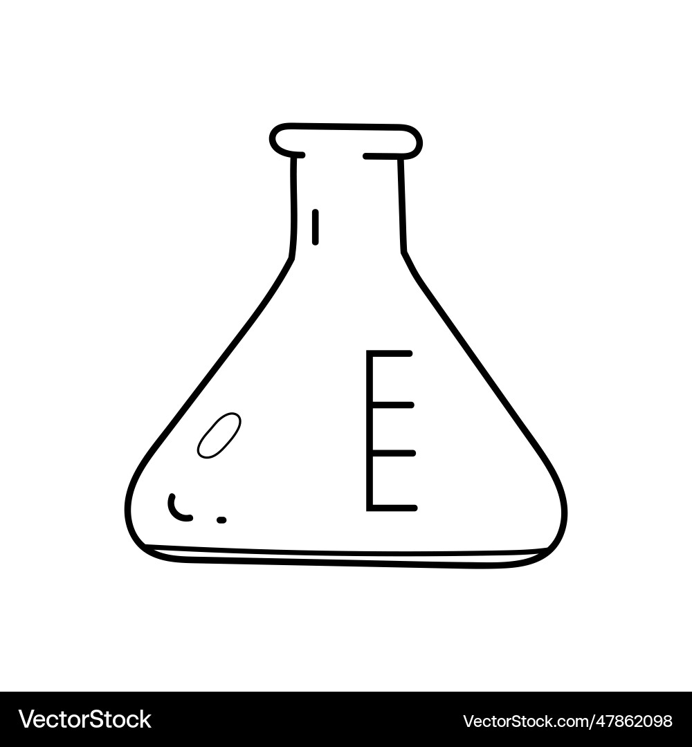 Conical flask doodle outline Royalty Free Vector Image