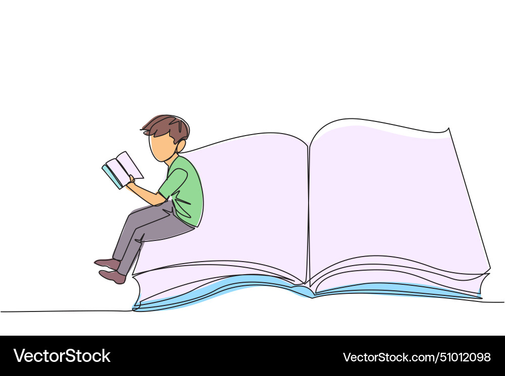 Continuous one line drawing serious man sitting Vector Image