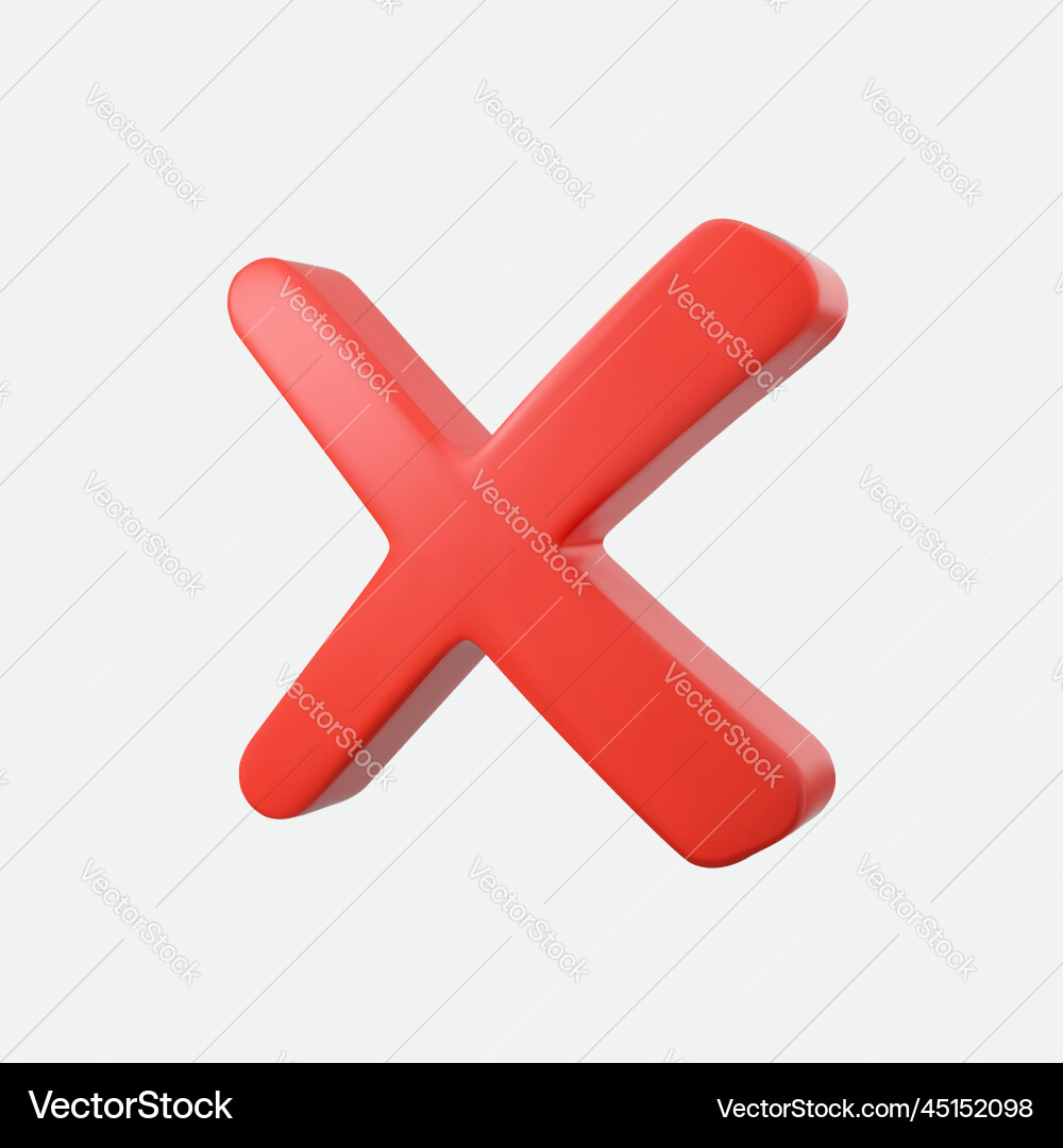 Cross or wrong mark sign 3d interface button Vector Image