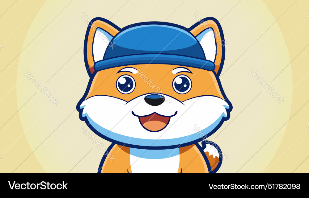 Cute shiba inu face with hat and happy expression Vector Image