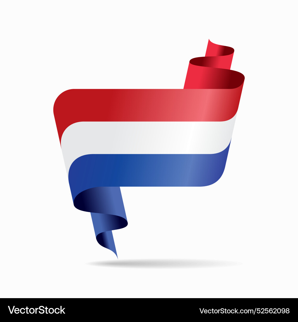 Dutch flag wavy ribbon background Royalty Free Vector Image